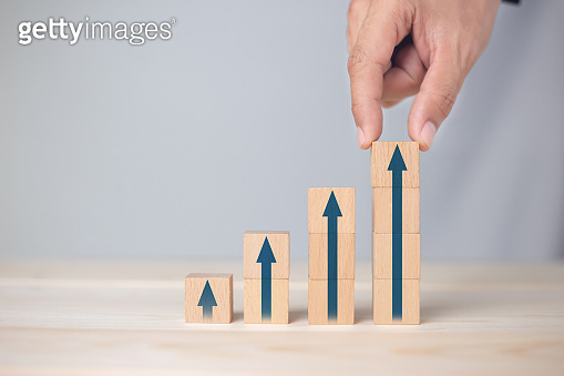 Growth graph and arrows ladder career path for business growth success ...