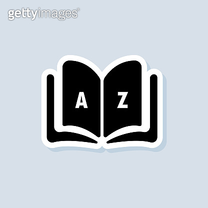 Dictionary sticker. Glossary. Badge with book. Dictionary logo. Library ...