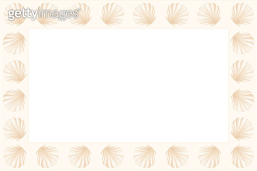 Ready-made vector summer frame template from realistic seashells ...