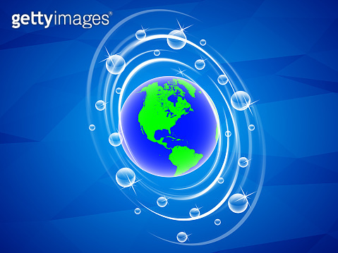 Earth icon on blue background as symbol of ecology recovery or recovery ...