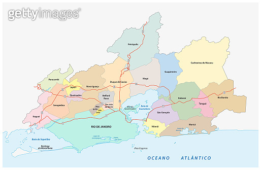 Main road and administrative map of Greater Rio de Janeiro, Brazil 이미지 ...