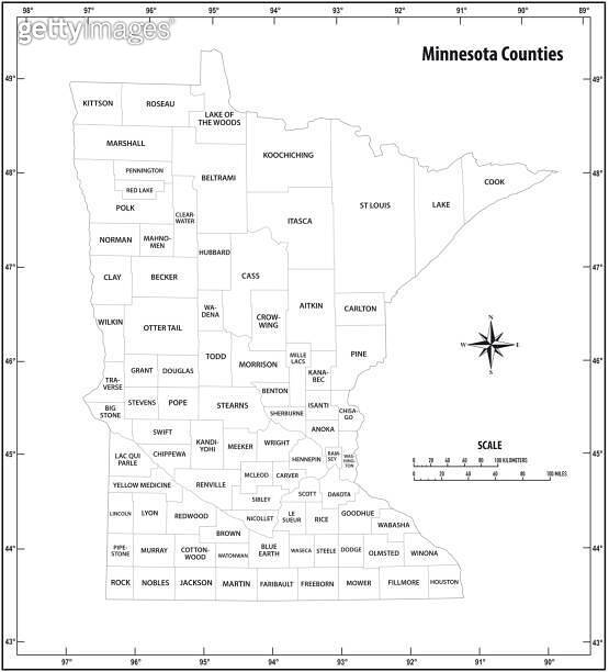 minnesota state outline map in black and white 이미지 (1301226979) - 게티이미지뱅크