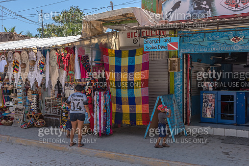 shops and restaurants on the main street of Tulum, Quintana Roo, Mexico ...