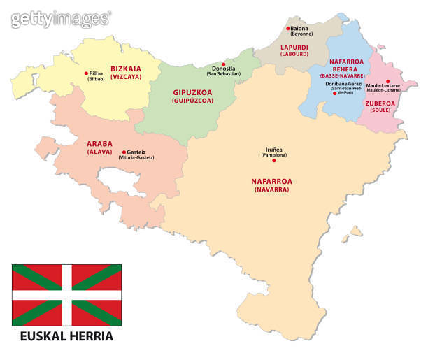 administrative map of the french and spanish part of the basque country ...