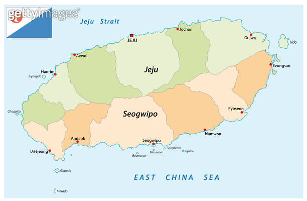 administrative map of the South Korean island Jeju 이미지 (1347831654 ...