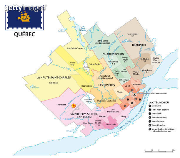 Administrative vector map of the Canadian capital Quebec, Canada ...