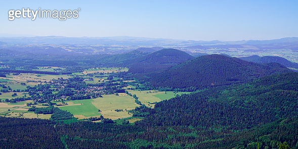 puy de dome french mountain volcano panorama chain in france summer day ...