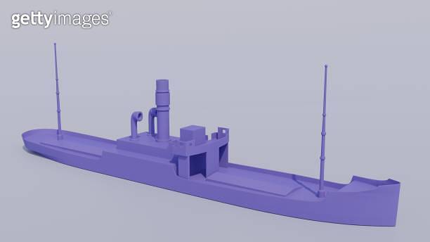 3D illustration. Steamboat model prepared for 3D printing 이미지 ...