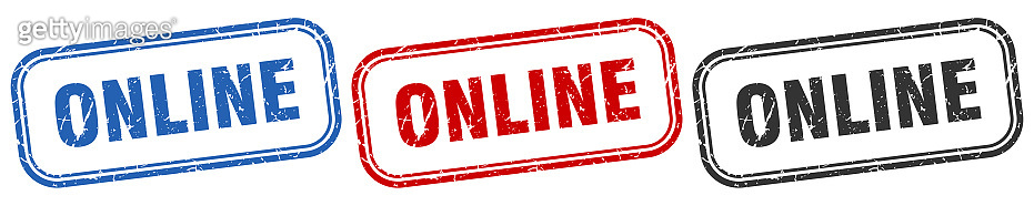 online square isolated sign set. online stamp 이미지 (1300129692) - 게티이미지뱅크