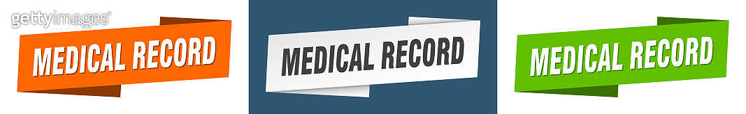 medical record banner. medical record ribbon label sign set (1307812402 ...