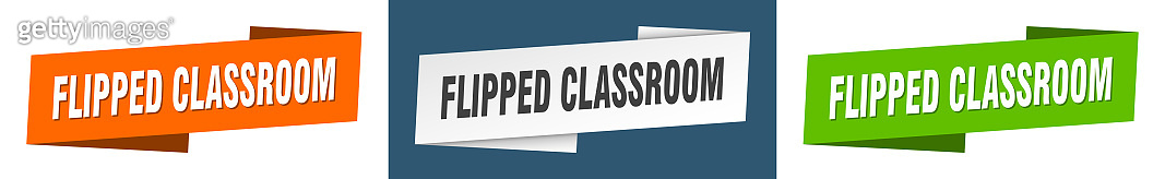 flipped classroom banner. flipped classroom ribbon label sign set ...