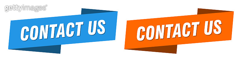 contact us banner. contact us ribbon label sign set (1307201114) 일러스트 ...