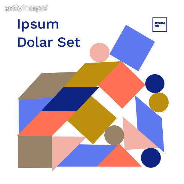 Square design layout with abstract balanced block graphics 이미지 ...
