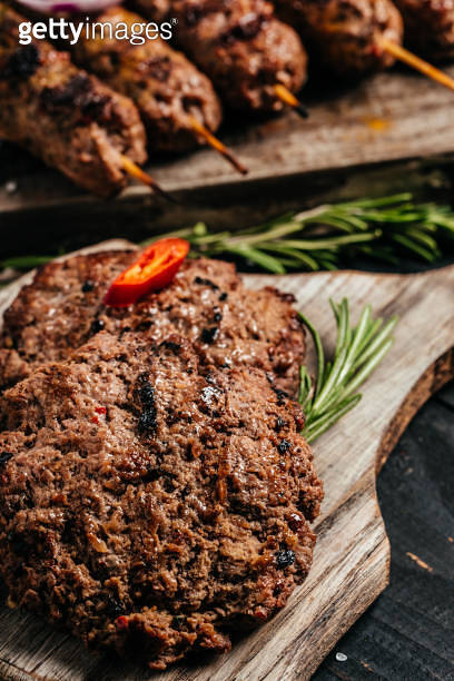 mix kebab meat. Kebab adana, chicken, lamb and beef. vertical image ...