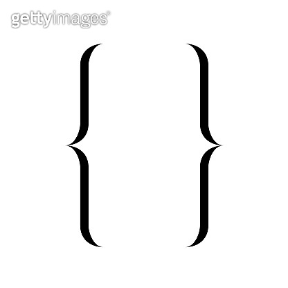 Curly braces icon for graphic design isolated on white background ...