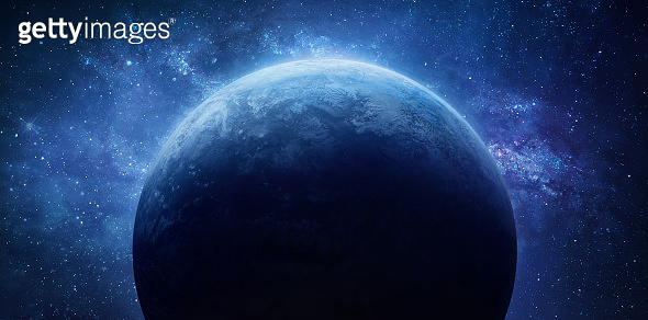 Blue planet in outer space. Earth surface. Solar system planet. Sphere ...