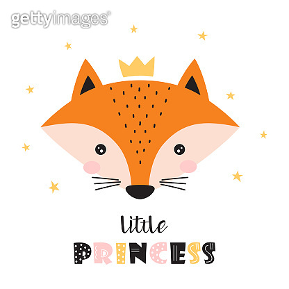 cartoon cute princess fox card, vector illustration (1343374341) 일러스트 ...