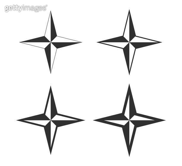 North star compass icon shape symbol. Nautical navigation logo sign ...