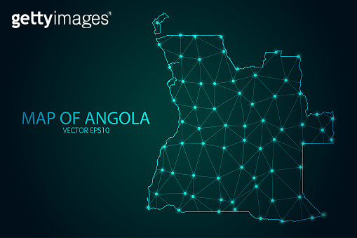 Map of Angola - With glowing point and lines scales on The Dark ...