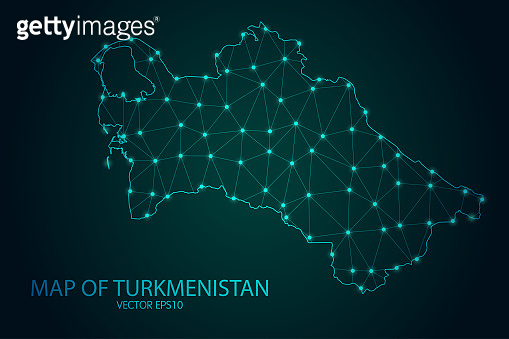 Map of Turkmenistan - With glowing point and lines scales on The Dark Gradient Background, 3D ...