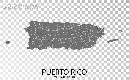 Transparent - Grey Map of Puerto Rico. 이미지 (1311123610) - 게티이미지뱅크