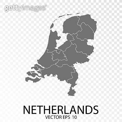 Transparent - High Detailed Grey Map of Netherlands 이미지 (1311123535 ...
