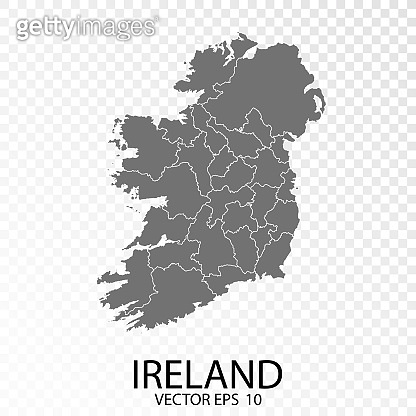 Transparent - High Detailed Grey Map of Ireland 이미지 (1310314496) - 게티이미지뱅크