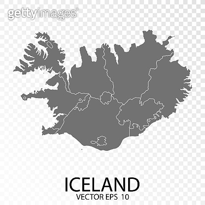 Transparent - High Detailed Grey Map of Iceland. 이미지 (1310314445) - 게티이미지뱅크