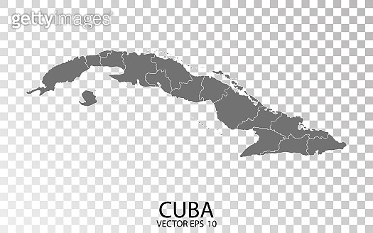 Transparent - High Detailed Grey Map of Cuba. (1310117446) - 게티이미지뱅크