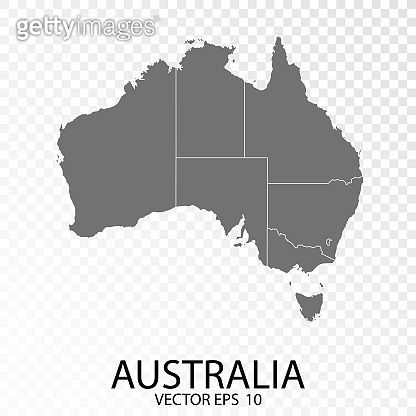 Transparent - High Detailed Grey Map of Australia. 이미지 (1309885581 ...