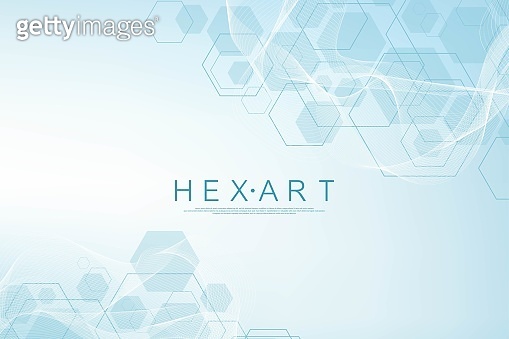 Technology abstract lines and dots connect background with hexagons ...