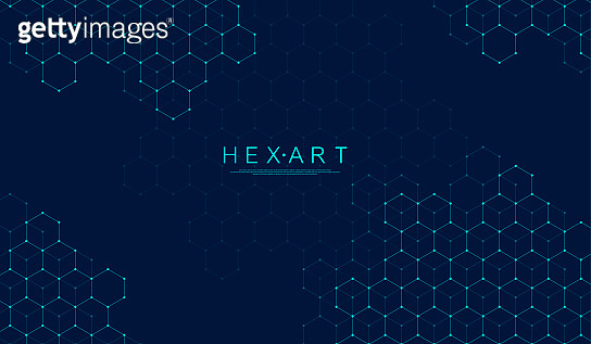 Technology abstract lines and dots connect background with hexagons ...