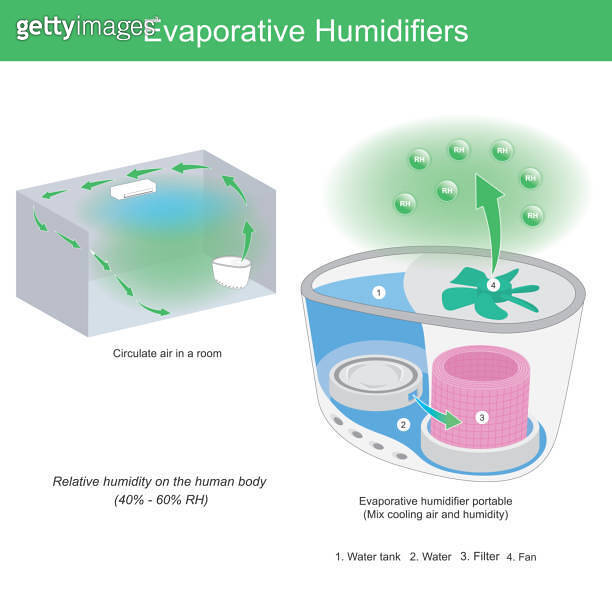 Evaporative Humidifiers. Illustration showing structure inside ...
