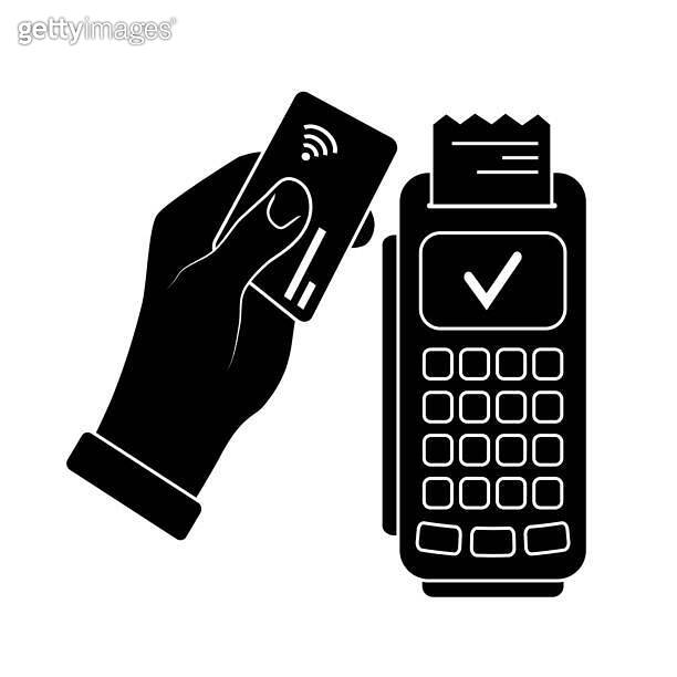 Line drawing contactless payment. Credit card. POS terminals, NFC ...