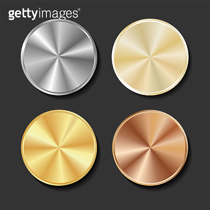 Collection of gold silver and bronze metallic badge and labels ...