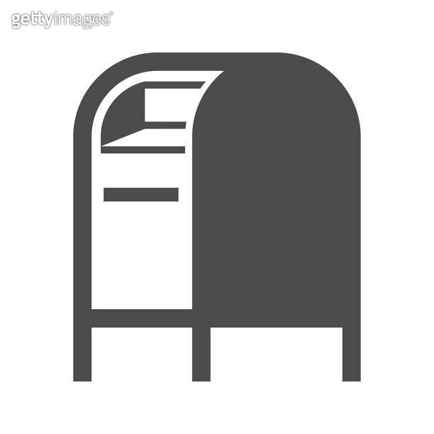 Mailbox postal icon monochrome vector illustration. Street container ...