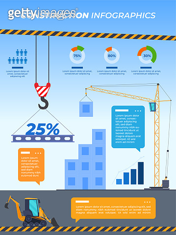 Construction machinery infographic poster place for text vector ...