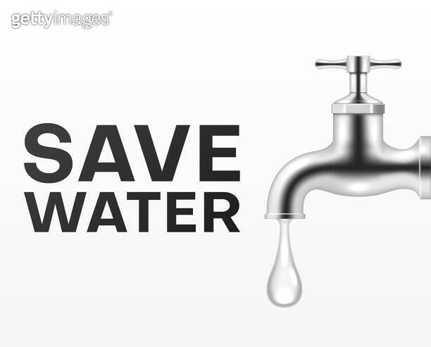 Save water realistic poster place for text vector illustration ...