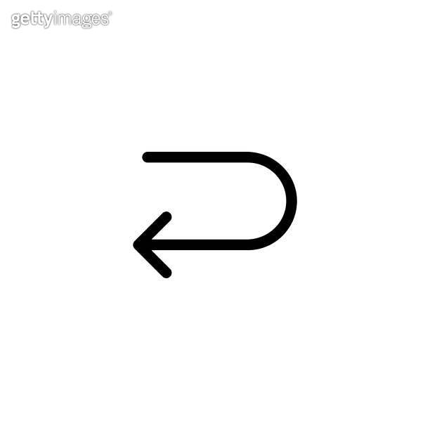 Left curved arrow icon. Return, go back button symbol. stock ...