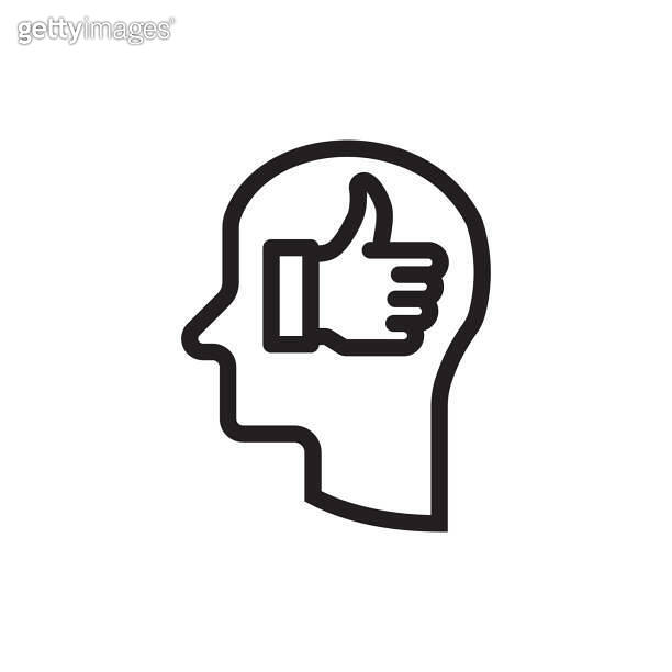 Idea concept in the human brain / Thumbs up vector icons stock ...