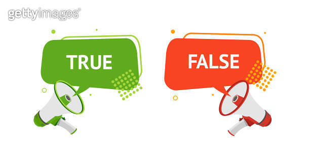 True and False Concept which Megaphone and Speech Bubbles Shapes ...