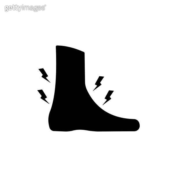 Leg ankle pain icon. Foot joint bones injury outline style pictogram on ...