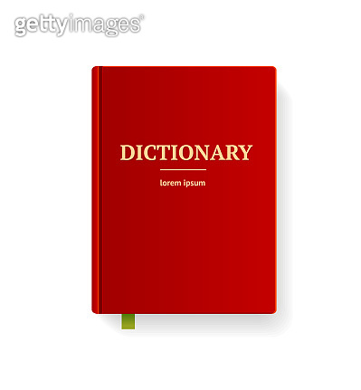 Realistic Detailed 3d Dictionary Book with Red Cover and Gold Letters ...