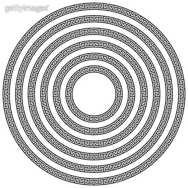 Round greek key decorative vintage border frame in a range of sizes ...