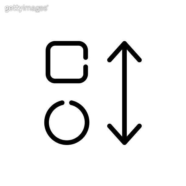 Arrow line pointing left up and down in circle blue isolated on white ...