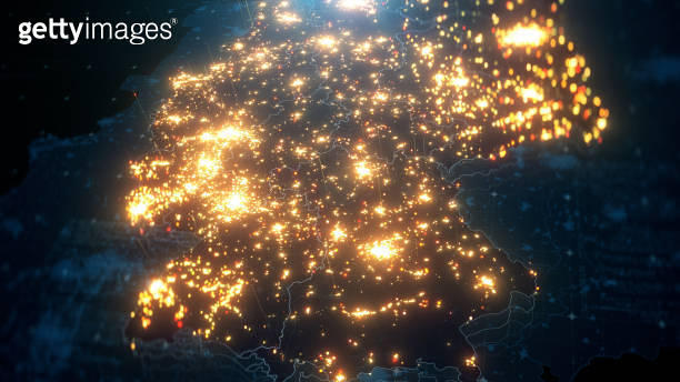 Night Map of China with City Lights Illumination 이미지 (1293496184) - 게티이미지뱅크