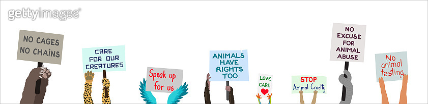 Animals holding protest signs to stop animal cruelty and abuse 이미지 ...