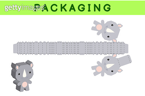 Party favor box die cut rhino design for sweets, candies, small ...