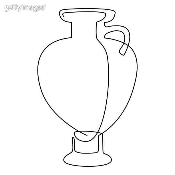 Amphora vase with a handle in the Greek style. Continuous line drawing ...