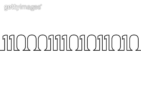 Cloud computing continuous line art. Border from binary code numbers ...